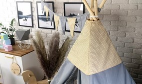 Dětský stan TEEPEE (TÝPÍ) BOHO s doplňky - šedý/béžový