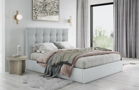 Světle šedá sametová dvoulůžková postel MICADONI Phaedra 160 x 200 cm