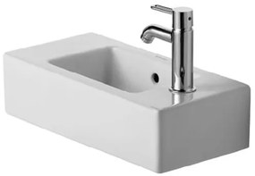 Duravit Vero - Umývátko 50x25 cm, s přepadem, s otvorem pro baterii vpravo, s WonderGliss, bílá 07035000081