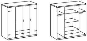 Šatní skříň se zásuvkami Cork, 180 cm, prkenný dub/grafit
