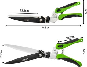 Ruční zahradní nůžky na trávu s otočným mechanismem o 180° pro stříhání živého plotu DIVODV
