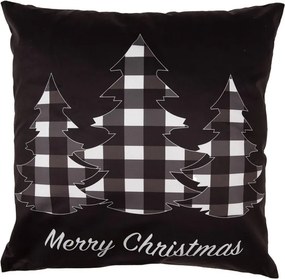 Černý povlak na polštář se stromky Black&White X-Mas - 45*45 cm