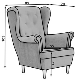 Křeslo Aros 1F Materiál / Dekor: Mat Velvet 68