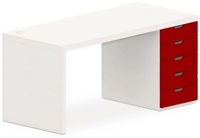 Artspect DS306-B-1607/L - Stůl se zásuvkovým kontejnerem 160x70cm - Chilli red