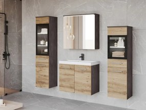 Koupelnový nábytek Apogon II, Barva: matera / breslau kaštan, Sifon k umyvadlu: ano, Osvětlení: osvětlení LED - bílé, Baterie: ne