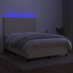 Box spring postel s matrací a LED krémová 140x200 cm textil 3134722