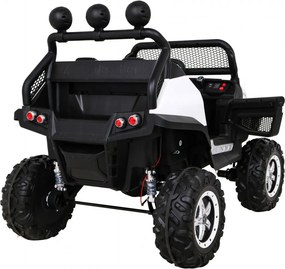 Ramiz Mercedes Benz Unimog elektrické autíčko pro děti bílé + pohon 4x4 + dálkové ovládání + nosič zavazadel + pomalý start + MP3 + LED