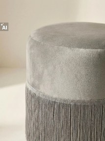 Sinsay - Puf s ozdobnými třásněmi - šedá