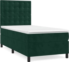 Box spring postel s matrací tmavě zelená 100x200 cm samet 3143250