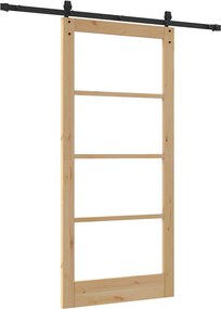 Posuvné dveře 93 x 202 cm Masivní borové dřevo a sklo Přírodní 3332343