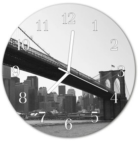 Skleněné hodiny kulaté most fi 30 cm
