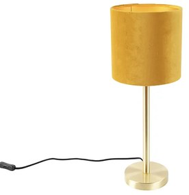 Stolní lampa mosaz se žlutým odstínem 20 cm - Simplo