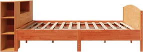 Postel s knihovnou bez matrace 200 x 200 cm masivní borovice 3323055