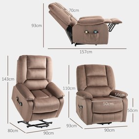 HOMCOM TV křeslo se stojanem, elektrické polohovací křeslo, s masážní funkcí, funkcí polohování, vyhřívání, polyester, 90x93x110cm