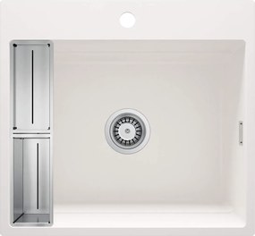 Deante Magnetic, 1-komorový granitový dřez 560x520x220mm, bílá matná, DEA-ZRM_A10A