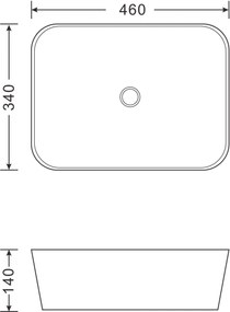 Aqualine keramické umyvadlo na desku 46 x 34 cm bílá 46341