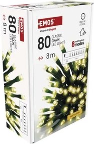 Vánoční osvětlení EMOS D4AW22 80LED řetěz 8m teplá bílá programy s časovačem