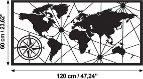 Nástěnná kovová dekorace World Map Led 452 černá