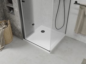 Mexen Lima, sprchový kout se skládacími dveřmi 70 (dveře) x 70 (stěna) cm, 6mm čiré sklo, černý profil + slim sprchová vanička bílá s černým sifonem, 856-070-070-70-00-4010B