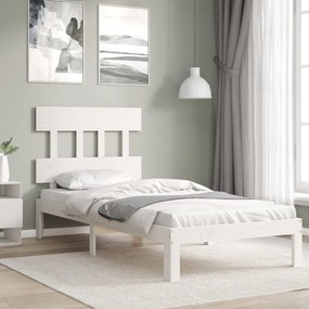 Rám postele s čelem bílý 90 x 200 cm masivní dřevo,  3193582 HangarStore.cz
