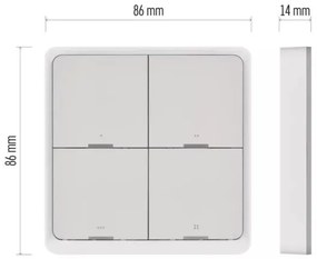 Vypínač 4-tlačítkový GoSmart 1xCR2430 Tuya bílá