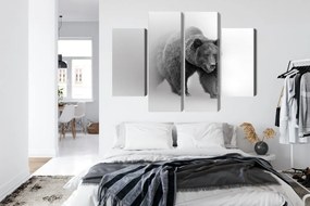 Vícedílný obraz Medvěd V Mlze 3D Nedostatek Nedostatek Přírodní plátno 160x120