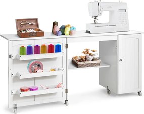 Costway Skládací šicí stůl Šicí skříň všestranný – 158 × 50 × 75 cm