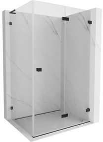 Mexen Lunar-F L, pravý sklápěcí sprchový kout 95 x 70 cm, 8mm čiré sklo, černý profil, 836L-095-070-70-00-P