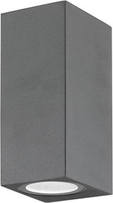 NV 710042 Venkovní nástěnné svítidlo NERO tmavě šedý hliník skleněný difuzor GU10 2x7W 220-240V IP54 bez žárovky světlo nahoru a dolů - NOVA LUCE