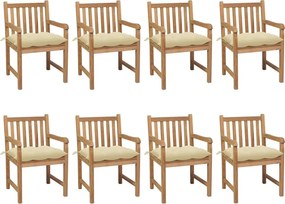 vidaXL Zahradní židle 8 ks podušky masivní teak [3073073] Barva: krémová