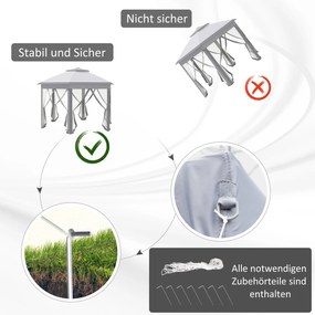 Outsunny zahradní altán skládací altán 4 x 4 m pop-up stan párty stan včetně tašky na přenášení 6 bočních dílů dvojitá střecha šestihranná šedá | Aos…