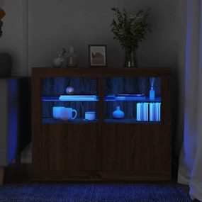 vidaXL Odkládací skříňky s LED osvětlením 2 ks hnědý dub kompozit