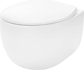 Rea Lars, závěsná WC mísa Rimless 50x37x29 cm včetně sedáku s pomalým zavíráním, bílá, REA-C9500