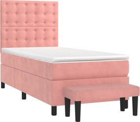 Box spring postel s matrací růžová 90x190 cm samet 3138060