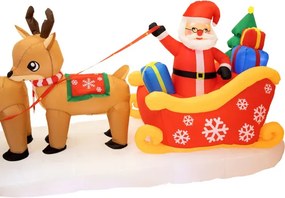 Nafukovací Santa Claus v saních se sobíky 390 cm