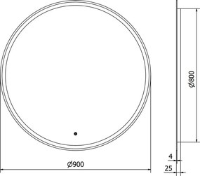 Mexen Gobi, LED kulaté koupelnové zrcadlo s podsvícením 90 cm, 6000K, ochrana proti zamlžování, 9801-090-090-611-00