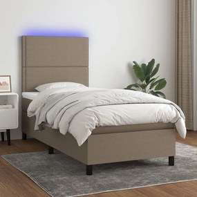 vidaXL Box spring postel s matrací a LED 90x200 cm textil [3134770] Barva: taupe