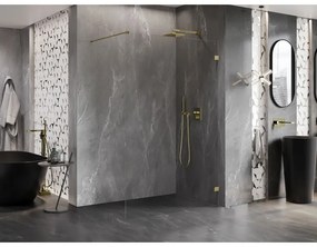 Mexen Lunar sprchová stěna pravá 160 x 200 cm, 8mm čiré sklo, zlatá lesklá, 830-160-000-50-00-P