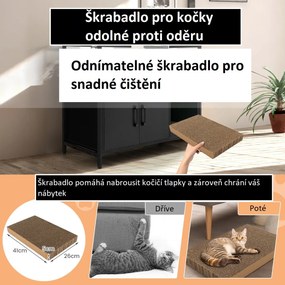 Costway Skříňka na kočičí toaletu s dvířky, černá PV10236DK