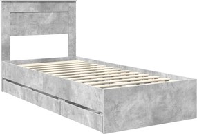 Rám postele s čelo Betonově šedá 90 x 200 cm Inženýrské dřevo 3409880