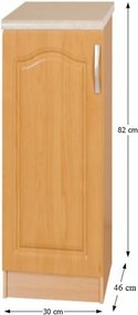 Kuchyňská skříňka, olše, levá, LORA MDF NEW KLASIK S30