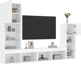 vidaXL 4dílná obývací stěna s LED kompozitní dřevo [3216649] Barva: Bílá