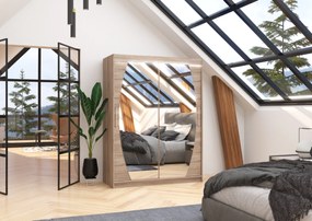 ADRK Furniture Posuvná skříň se zrcadlem a LED osvětlením ALEN 150 SW-ALE-T-150+L-V161