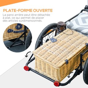 HOMCOM Cyklopřívěs s odnímatelným a skládacím úložným boxem 65L, bezpečnostními odrazkami a pneumatikami, maximální zatížení 40KG, šedý