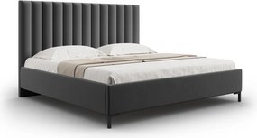 Tmavě šedá čalouněná dvoulůžková postel s úložným prostorem s roštem 140x200 cm Casey – Mazzini Beds