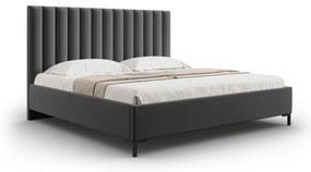 Tmavě šedá čalouněná dvoulůžková postel s úložným prostorem s roštem 200x200 cm Casey – Mazzini Beds