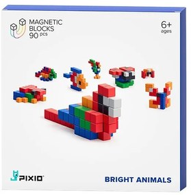 PIXIO magnetická stavebnice - Bright Animals - 90 ks