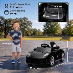 AIYAPLAY dětské elektrické auto Porsche Carrera GT, 10,8 V, černé