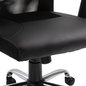 Ergonomická kancelářská židle Vinsetto s nastavitelnou výškou, funkcí houpání a područkami do 120 kg v černé barvě pro pohodlnou práci