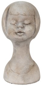 Šedá cementová dekorace busta dívky - 12*11*24 cm